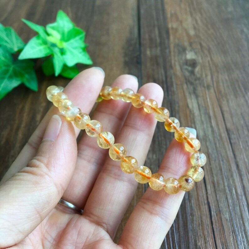 Citrine Yellow Crystal 6mm Beads Healing Protection Gemstone Stretch ...