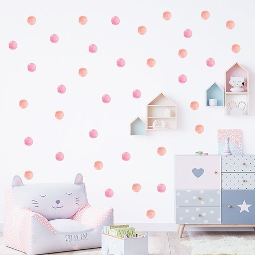 Polka Dot Wall Stickers - Watercolor Circle Sticker Room Decals Home ...
