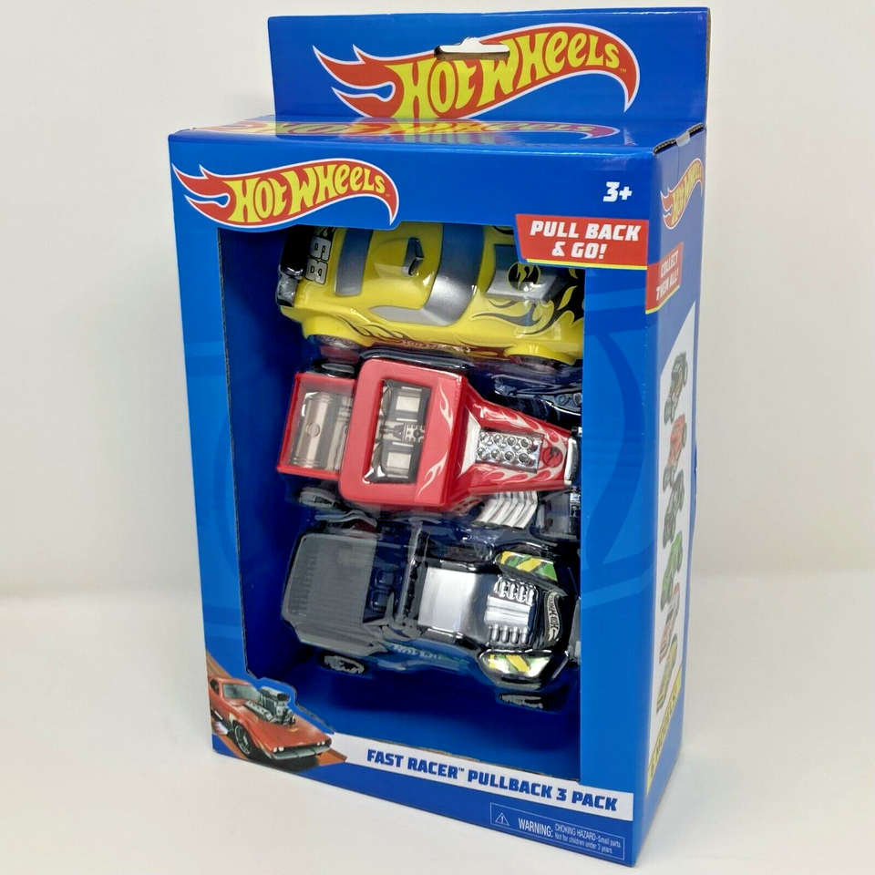 Hot Wheels Fast Racer Pullback 3-Pack Bone Shaker Dawgzilla Fast Fish ...