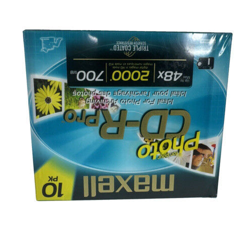 MAXELL Photo CD-R Pro, 48x, 2000 Digital Images, 700MB, 10 Pack Brand ...