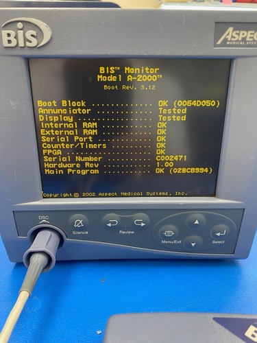 Aspect BIS A-2000 Bispectral Index Monitor Bisx dsc-XP 185-070 w 185 ...