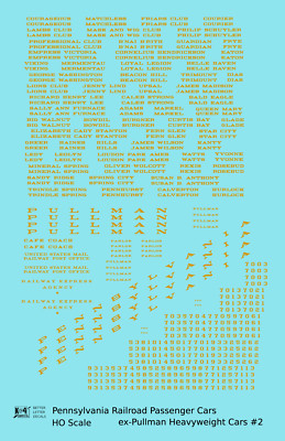 K4 HO Scale Decals Pennsylvania Railroad Ex-Pullman Passenger Cars ...