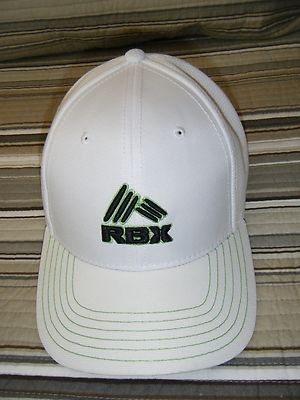 MENS RBX WHITE BASEBALL HAT WITH BLACK AND LIME GREEN ACCENTADJUST WORN ...