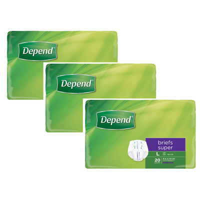 Depend Briefs Super Large Unisex 120-150cm 2770ml (3x20) Carton of 60 ...