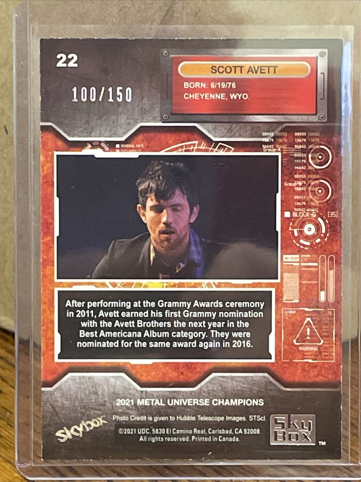 2021 Skybox Metal Universe Champions PMG Red /150 Scott Avett #22 | eBay