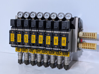 SMC manifold with 8 solenoid valves, 8NARBF3050-P Regulator, valve ...
