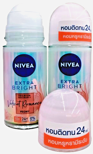 NIVEA Extra Bright Premium Fragrance Velvet Romance Peony Rollon 50ml*2 ...