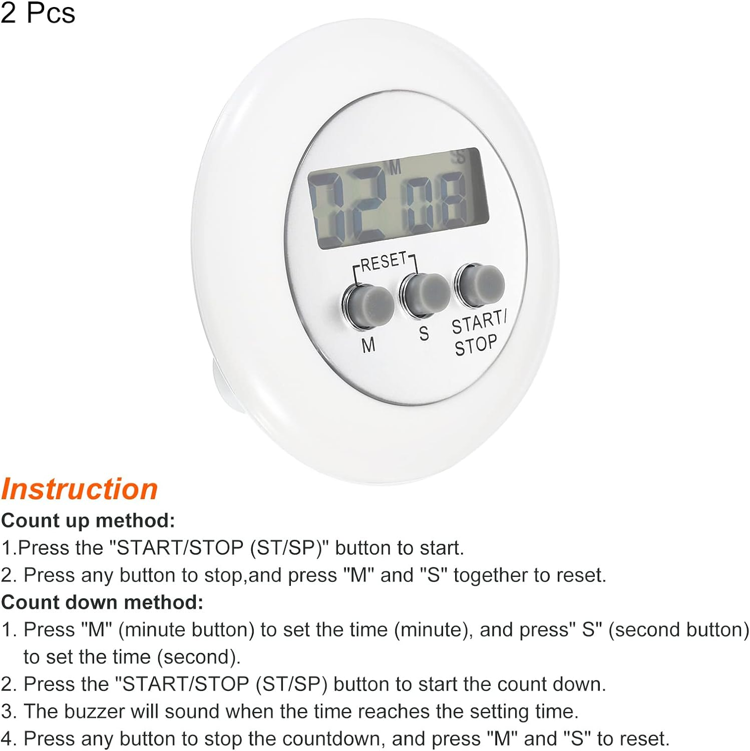 round Digital Timer, 2Pcs Small Count Down/Up Clock with Magnetic, Big ...