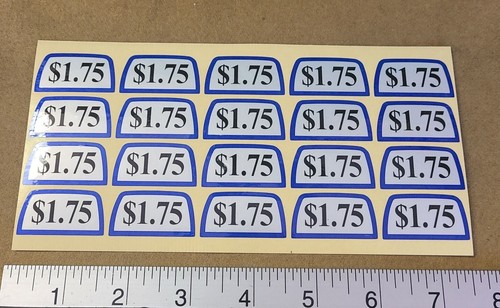 ESD $1.75 price decals for Vertical 8 coin chute slides , qty. 20 for 1 ...