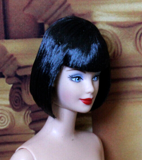 Nude Jet Black Hair Barbie CE Doll Retro Mackie face sculpt Bangs Bob ...