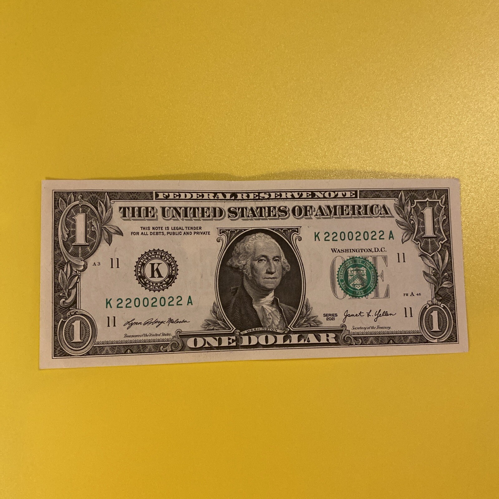 🔥UNC Binary Five Of A Kind 2s Fancy Serial Number 1 $ Note K 22002022 A ...