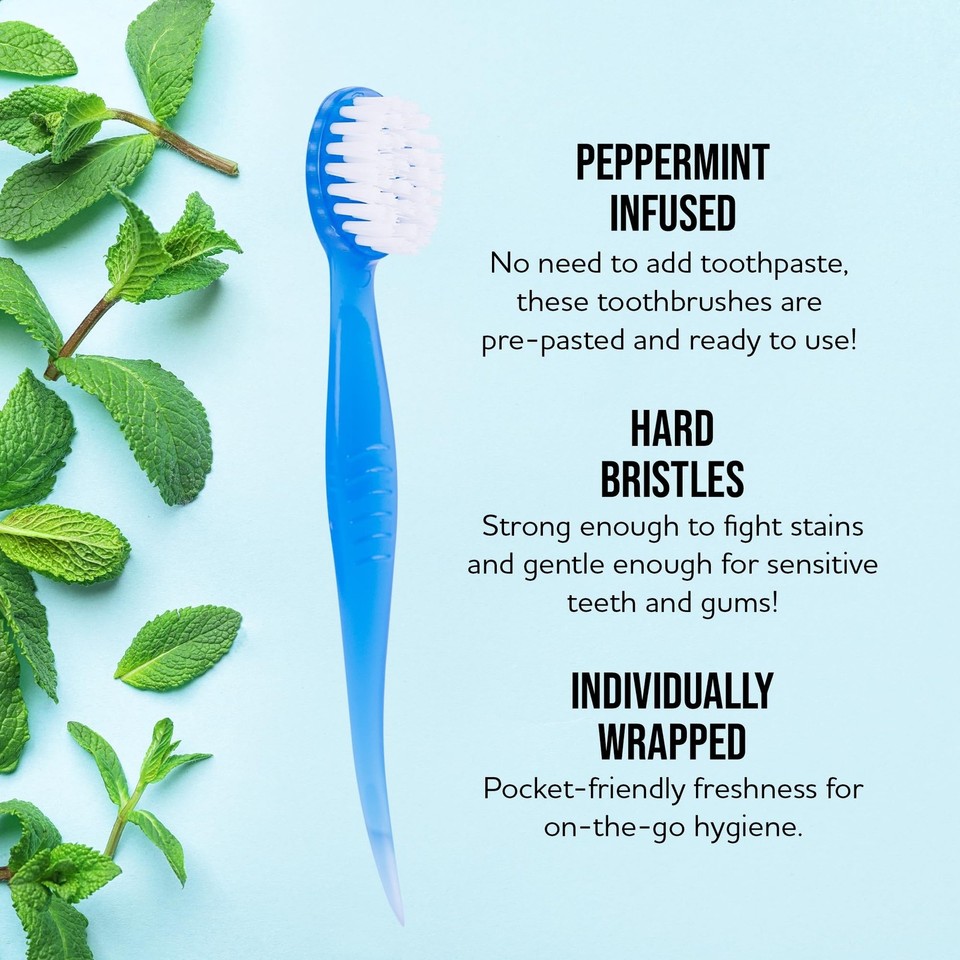 Bulk 36-Pack Mini Toothbrush Set - Prepasted, Hard Bristles with ...