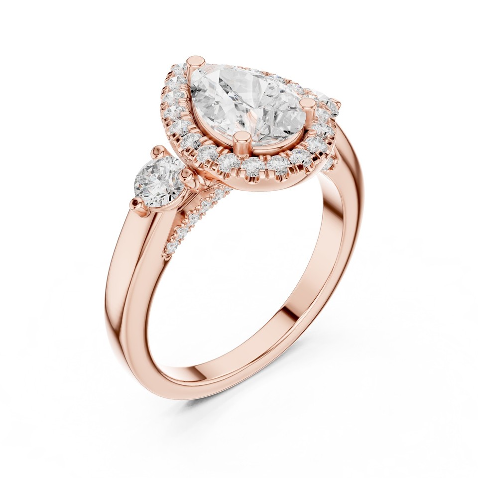 1.9 Ct Pear Luxury Lab Grown Diamond Ring Women Gift Jewelry 14K Gold ...