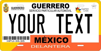 Guerrero 2012 Mexico License Plate Personalized Car Auto Bike ...
