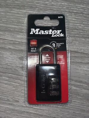 Master Lock 647D Combination Padlock Luggage Lock 15/16" 24mm 3 Digit ...