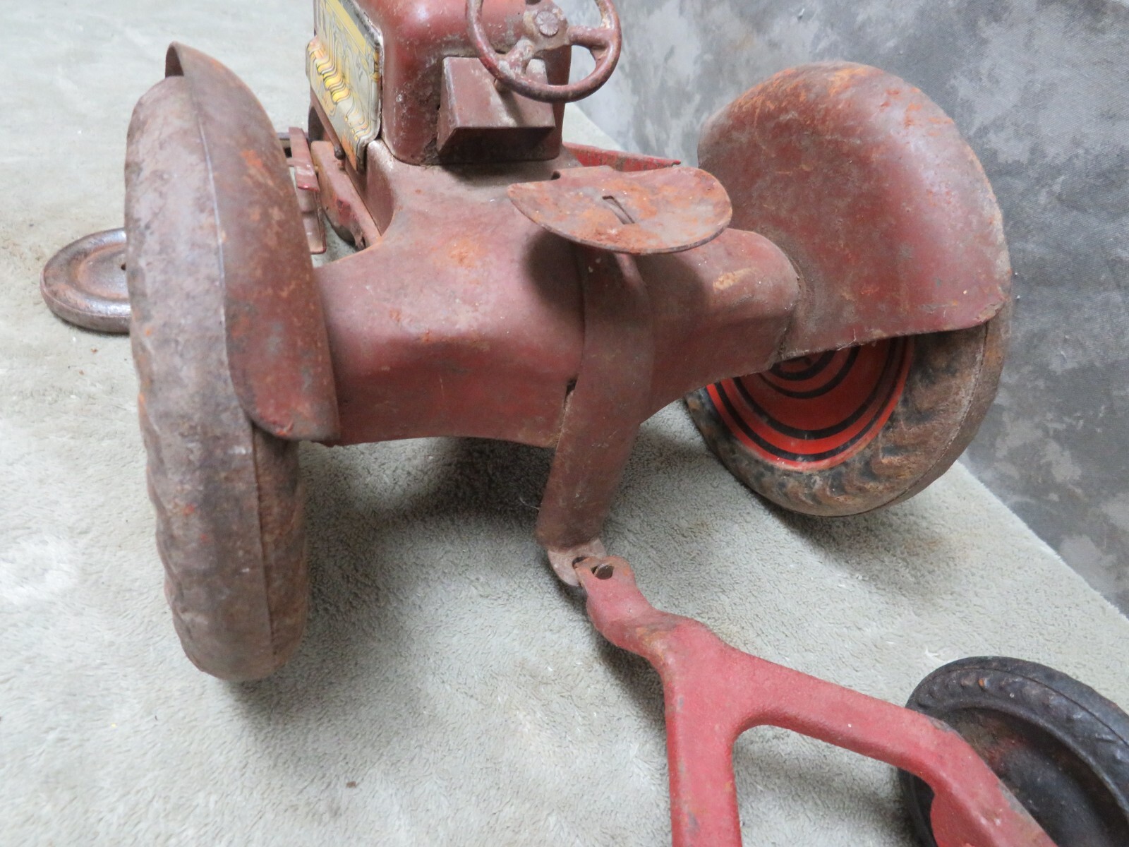 Antique 50s Marx Pressed Steel Tin Litho Farm Tractor with Plow ...