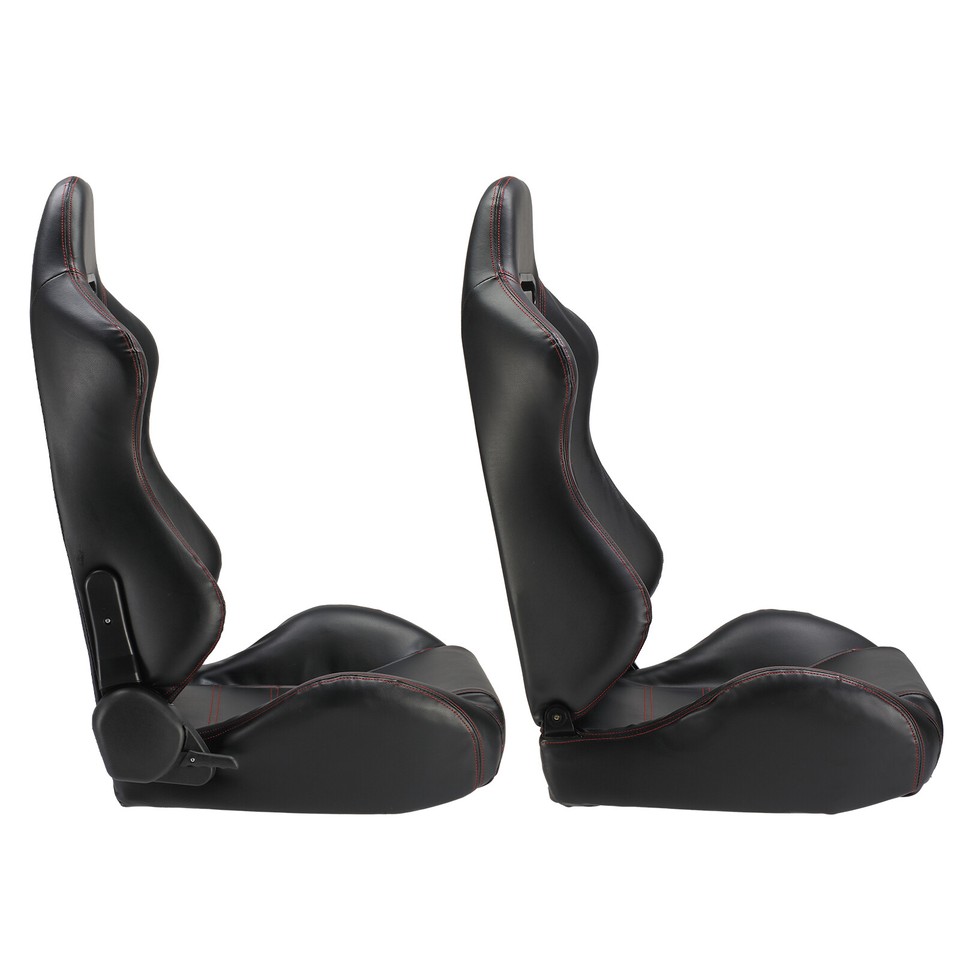 1Pair Faux Leather Racing Seats Sport Seats Reclinable Bucket Universal ...