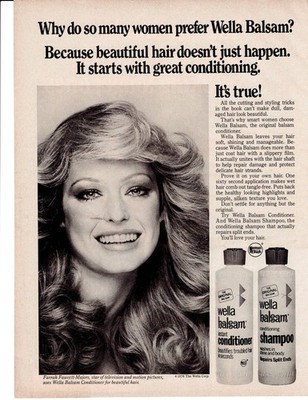 VINTAGE 1976 FARRAH FAWCETT WELLA BALSAM SHAMPOO MAGAZINE AD PHOTO ...