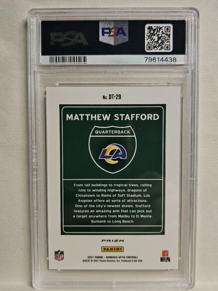 MATTHEW STAFFORD PSA 10 OPTIC DOWNTOWN 2021 Donruss Rams DT-29 WOW 🔥 | eBay