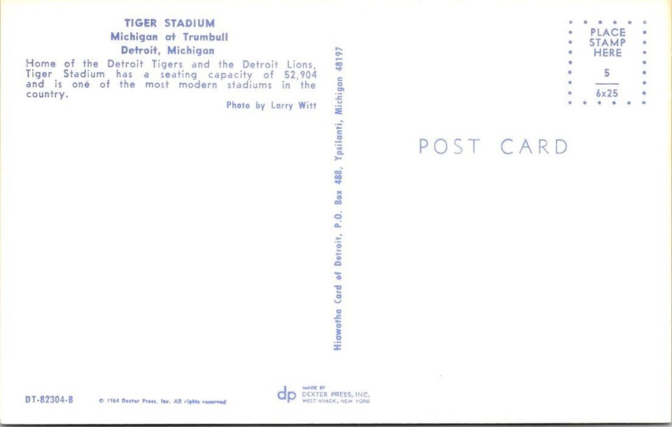 Detroit MI Michigan TIGER STADIUM Baseball & Lions Football 1964 Sports ...