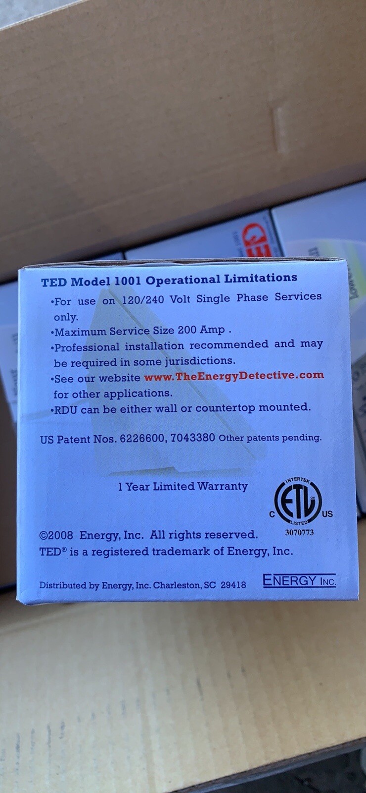 TED The Energy Detective Electricity Monitor Ted1001 for sale online | eBay