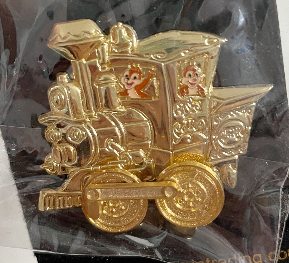 Disneyland 50th, Chip and Dale Casey Jr. Gold Train Metal Trading Pin ...
