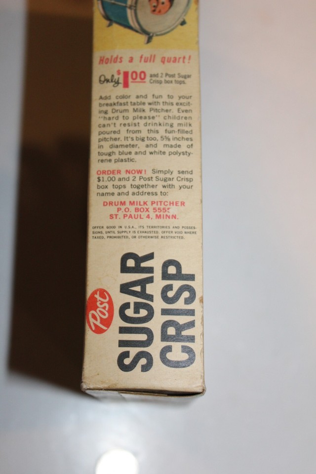 RARE 1950s Post Sugar Crisp Cereal Box Honey Bear License Plate Sticker ...