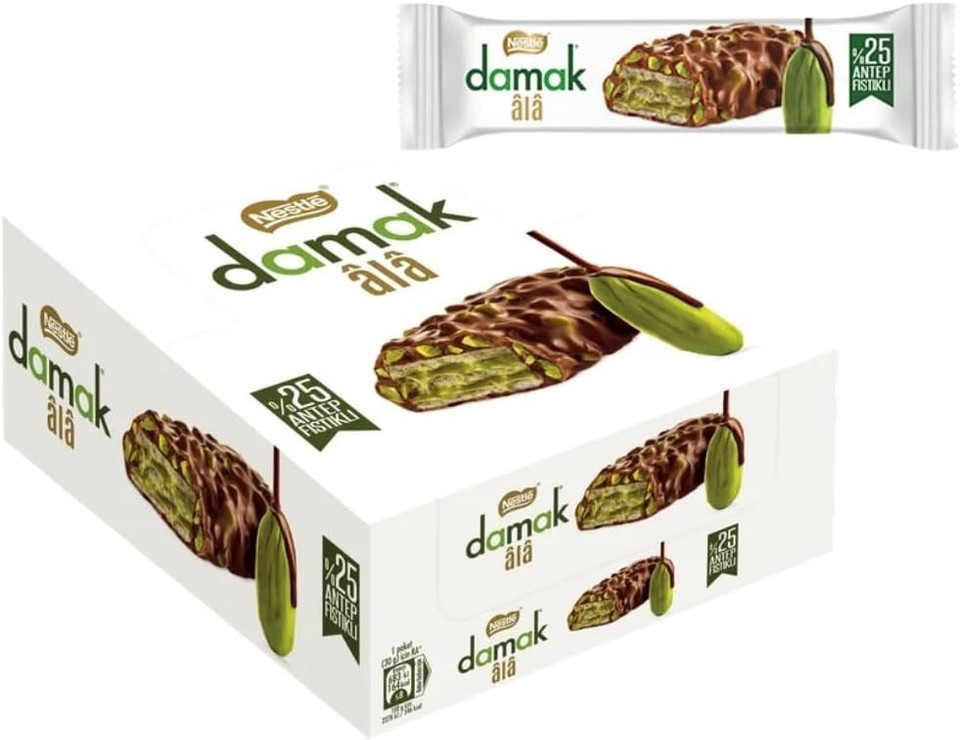 Nestle Damak Ala Chocolate Wafer Filled with Creamy Pistachio Paste 12 ...