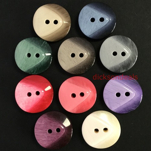 6 Chunky Buttons 2 Hole 18mm 20mm 25mm Grey Red Navy Green Purple Beige ...