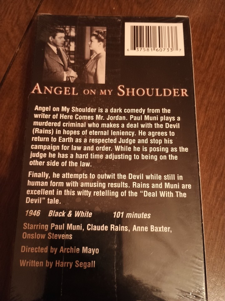Angel On My Shoulder VHS 1946 New and Sealed Black & White 101 minutes ...