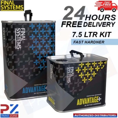 FINAL SYSTEMS ADVANTAGE+ 2K MS CLEARCOAT KIT 7.5L 2K MS FAST HARDENER ...