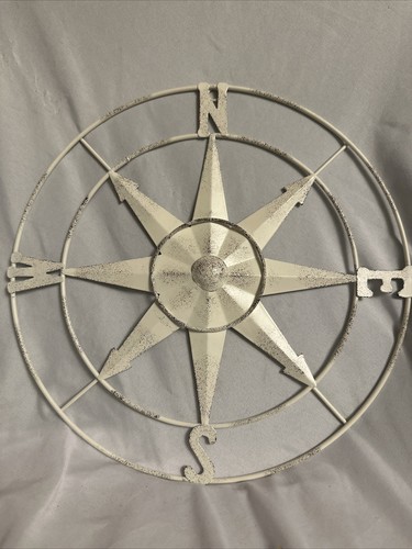 Shabby Chic Nautical Barn Star Metal Compass Wall Hanging Art Approx 13 ...