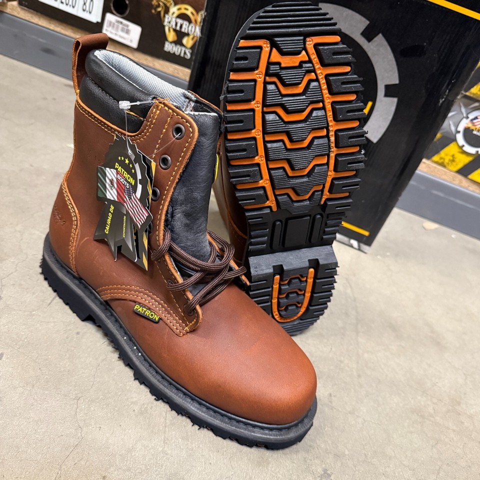 MEN'S WORK BOOTS ROUND SOFT TOE GENUINE LEATHER LACE UP BOTAS DE ...