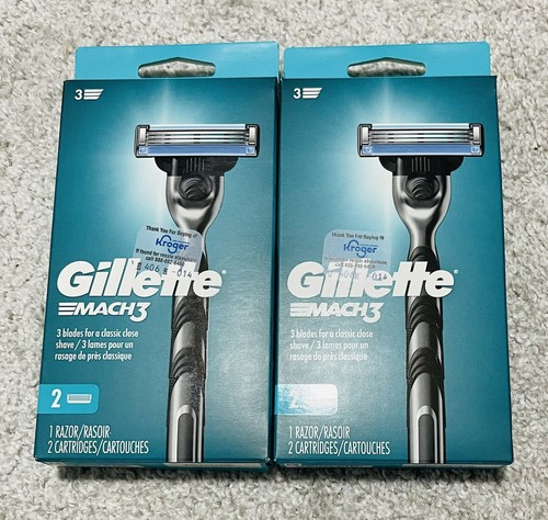 Lot Of 2 Packs Gillette Mach 3 Men's Razor Blade + 2 Cartridges-New In ...