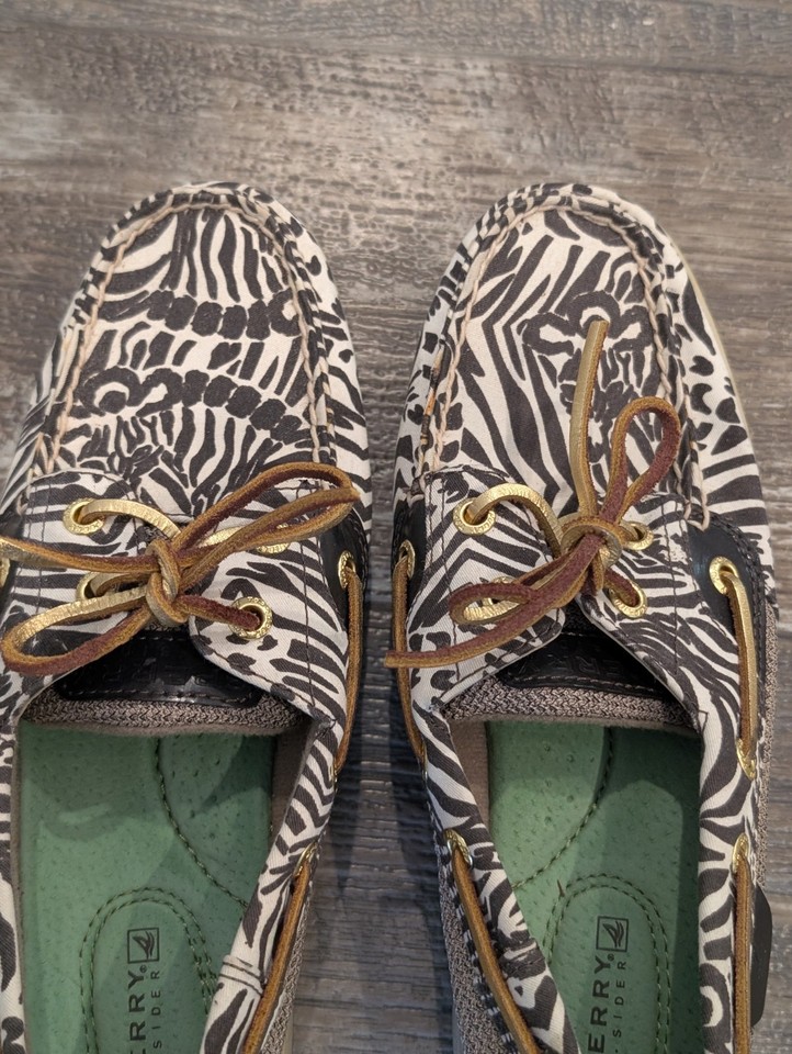 Sperry Top Sider Womens 6.5 M Zebra Print Boat Shoes Cushion Arch ...