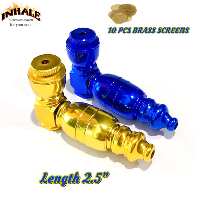 INHALE®️ 2 PCS Cute Chamber metal Tobacco smoking Pipe w 10 brass ...
