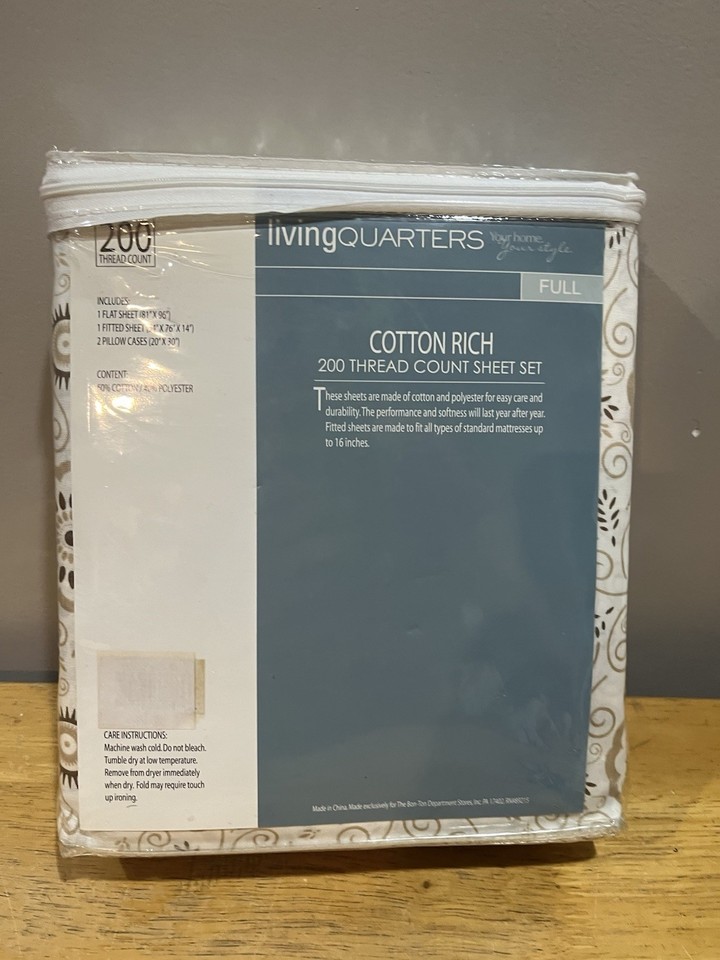 Living Quarters Full Brown Floral Medallion Sheet Set Deep Pocket 200 ...