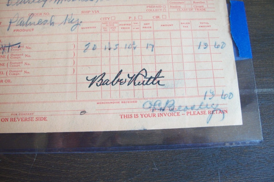 Babe Ruth Signed Auto Standard Oil Company March 1, 1944 | eBay