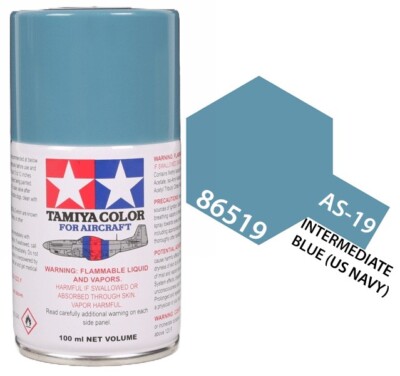 Tamiya 86519 AS-19 Intermediate Blue (USN) Aircraft Lacquer Spray Paint ...