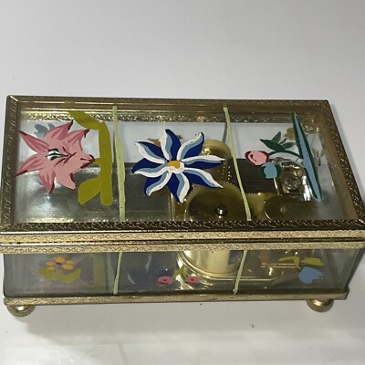 Vintage Stained Glass Floral Designs Music Box 4-1/2x2-/2” | eBay