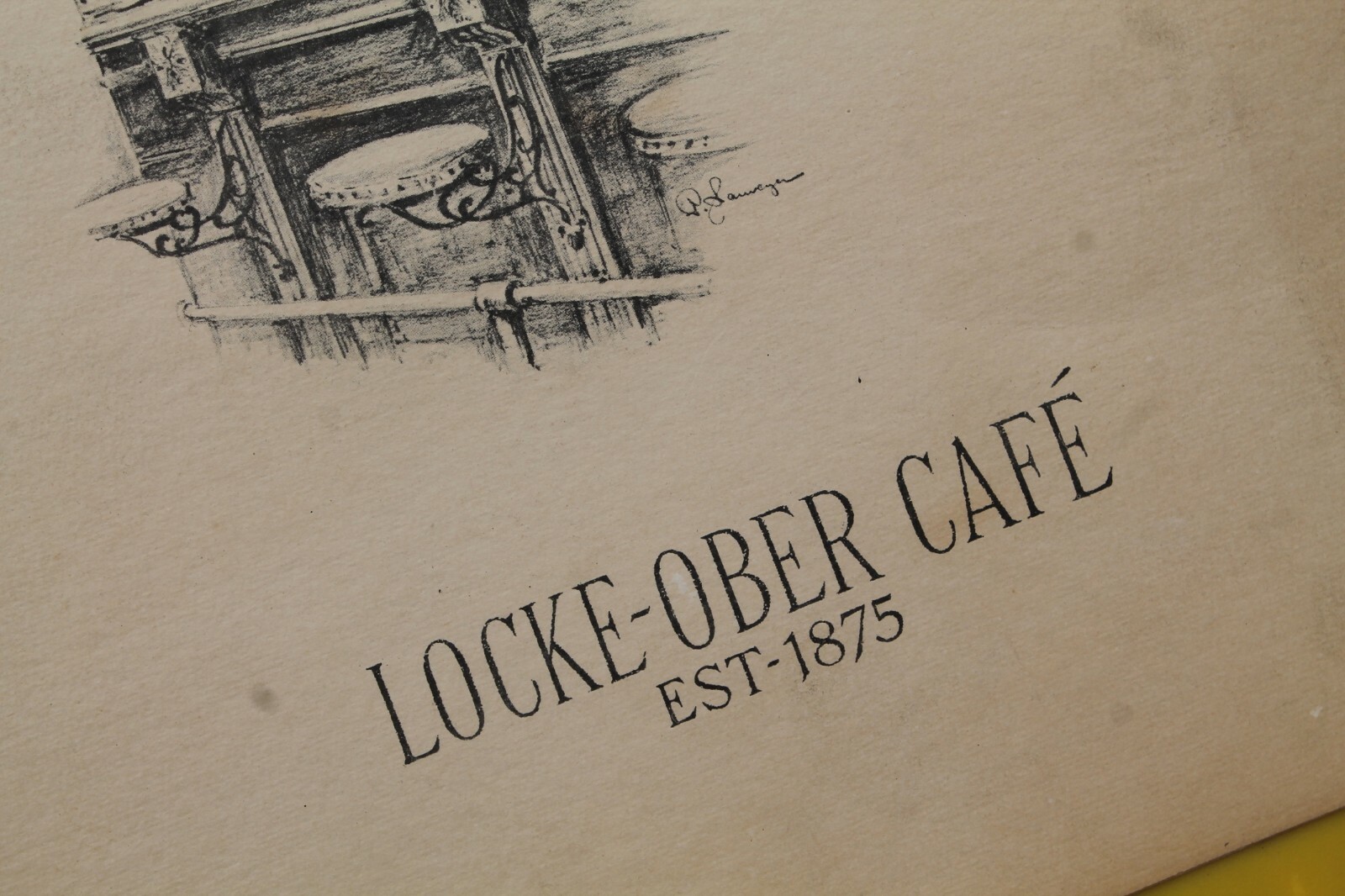Locke-Ober Cafe Restaurant Massachusetts Est. 1875 Vintage Paper Dinner ...