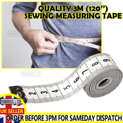 3m Cloth Measuring Tape Sewing Tailor Seamstress Soft Flat Body Ruler ...