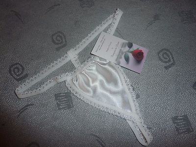IVORY shiny SATIN mini MICRO G STRING ivory lace Made in France Sexy ...