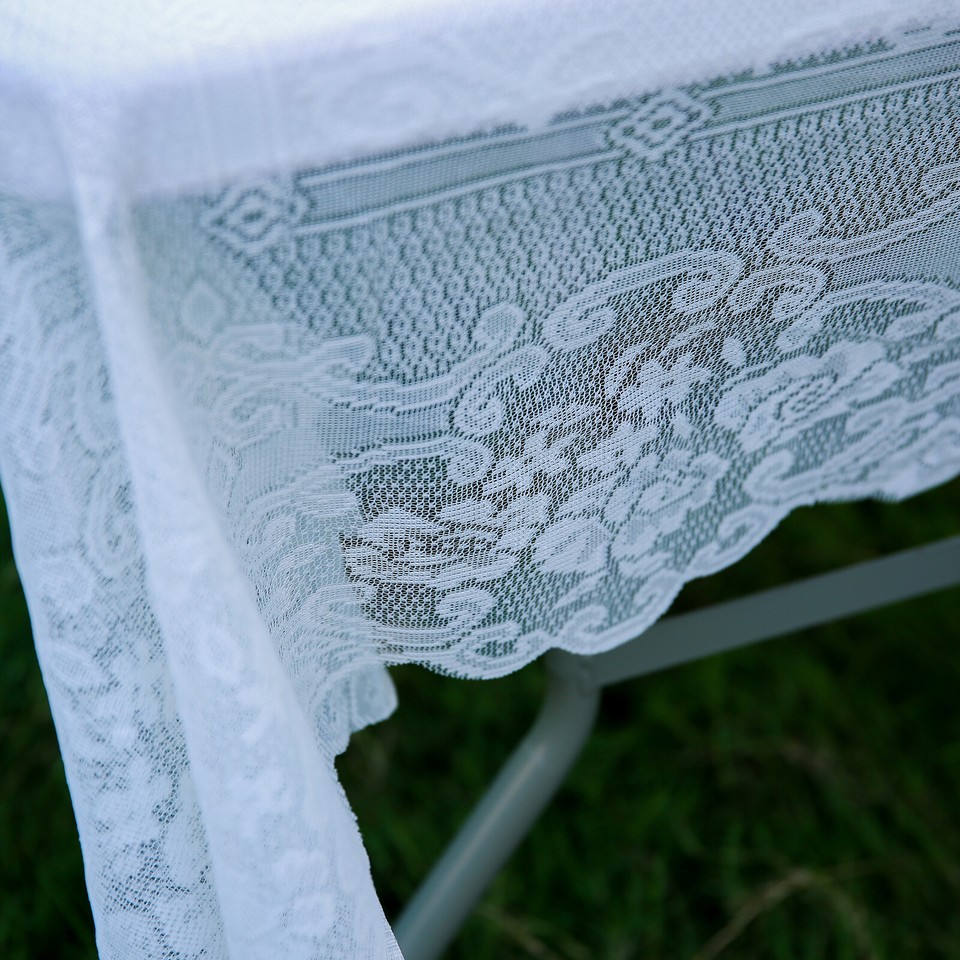 WHITE 60x108 RECTANGLE Floral LACE TABLECLOTH Wedding Party Catering ...