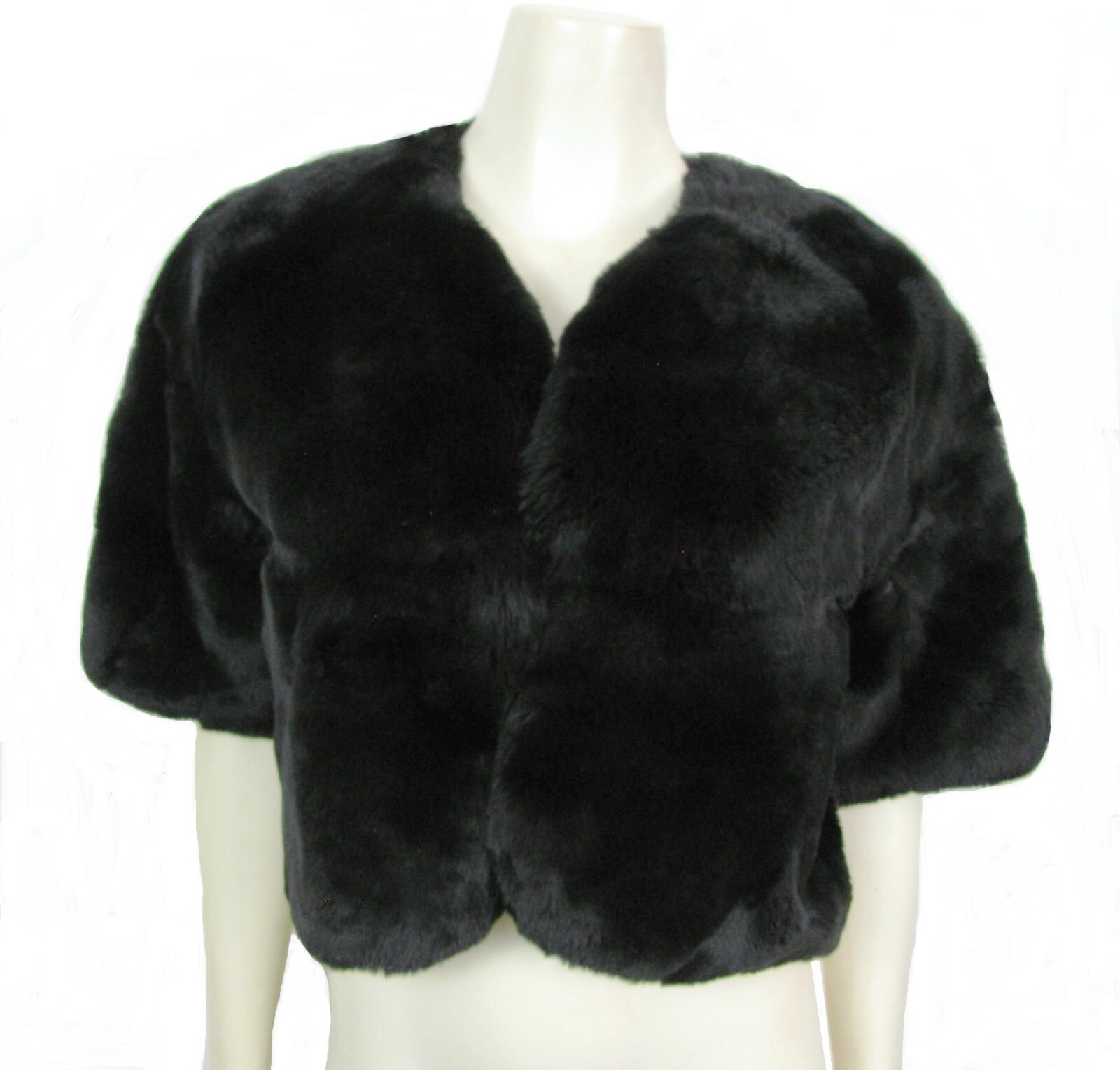 Anne Dee Goldin Black Genuine Fur Bolero Shrug Jacket… - Gem