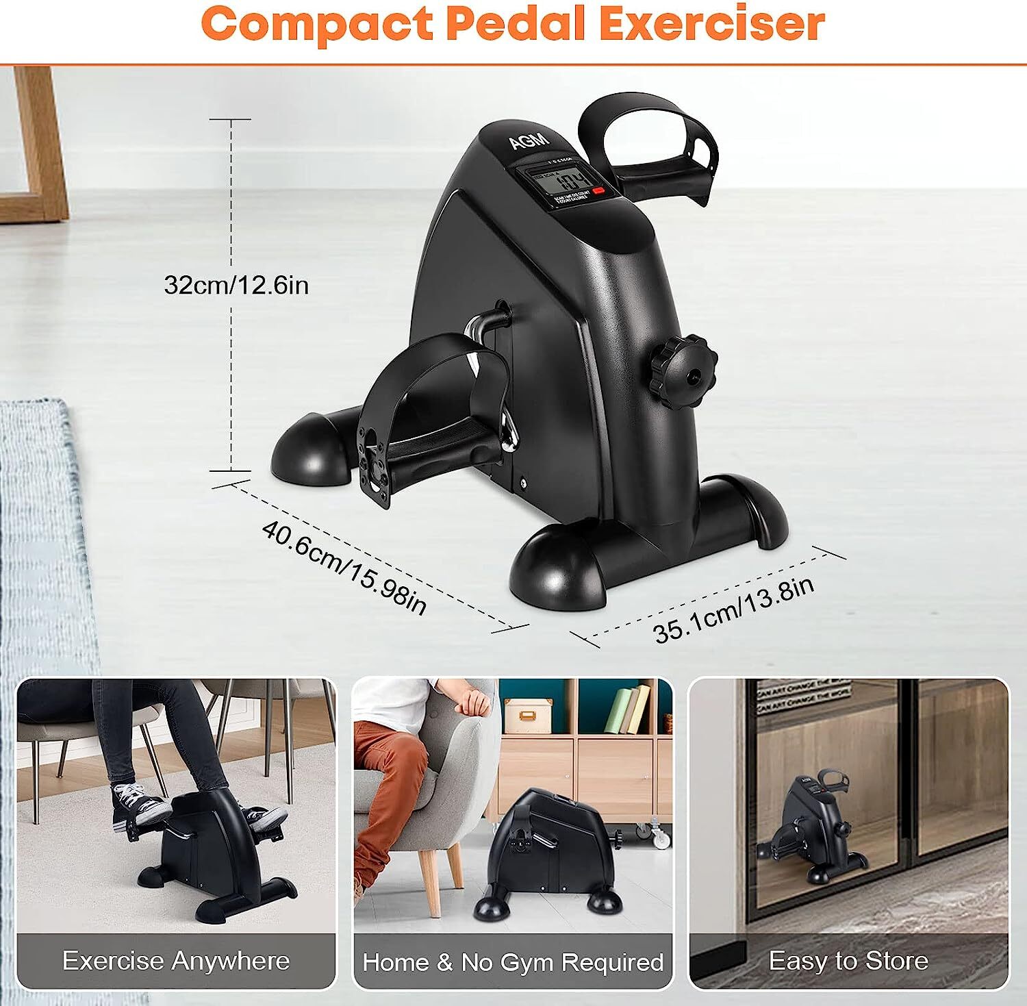 Mini Exercise Bike Under Desk Pedal Exerciser Cycle Arm Leg Peddler LCD ...