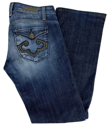 ReRock For Express Jeans Bootcut Flap Pocket Dark Wash Embroidered Size ...