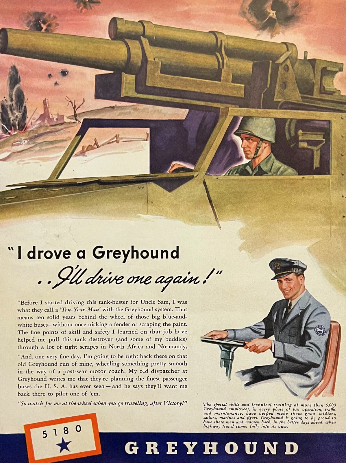 1944 WW2 Tank Destroyer Greyhound Driver Orig Print Ad 10x14 Englander ...