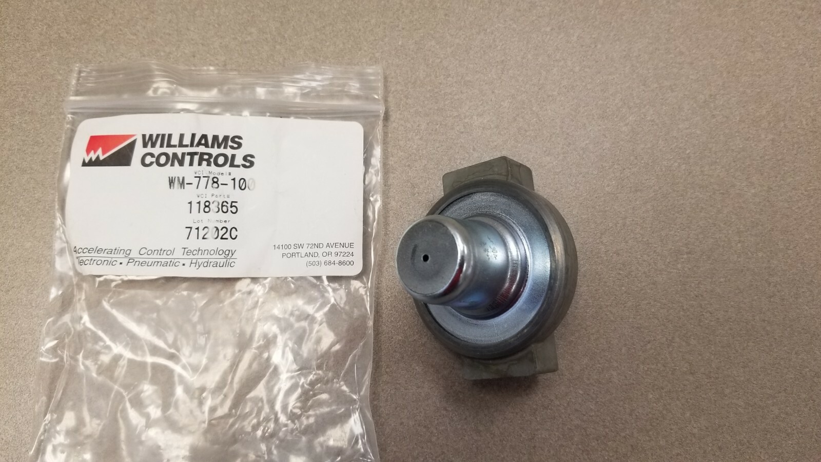 118365 / WM778-100 - Pressure Protection Valve, BY WILLIAMS CONTROLS | eBay
