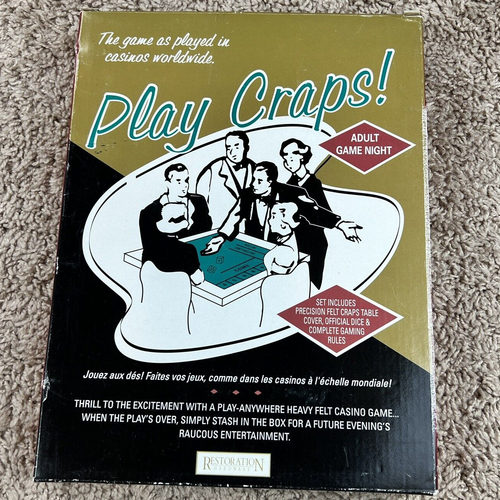 PLAY CRAPS By Restoration Hardware Heavy Felt Cover Adult Game Casino ...